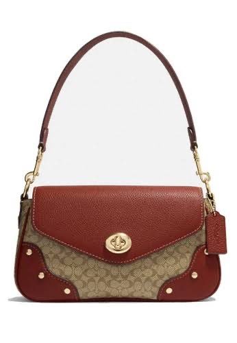 (Pre Order) coach millie shoulder in signature khaki terracotta - Amory