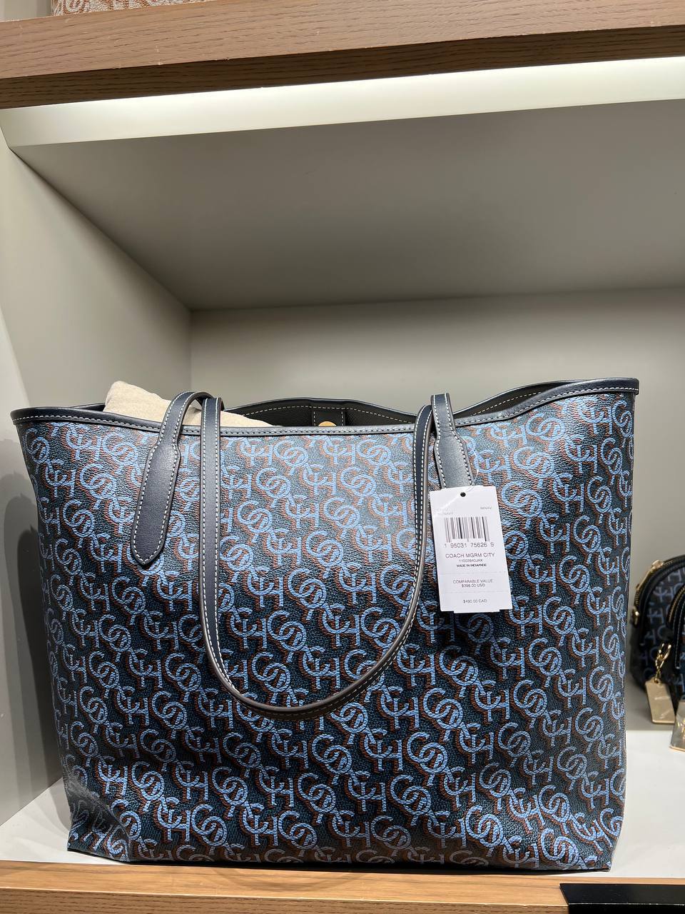 coach open city tote monogram in navy - Amory
