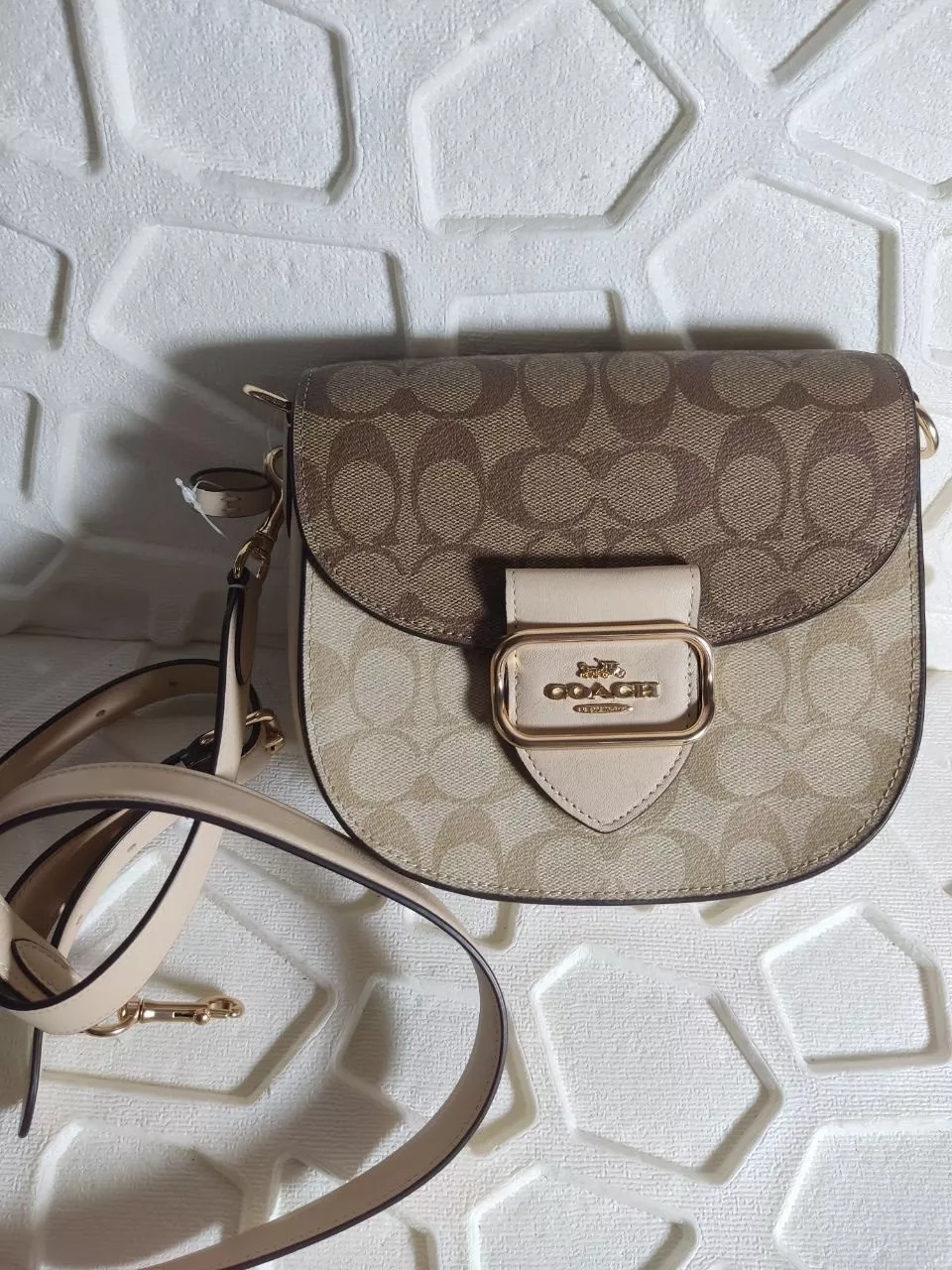 (Pre Order) coach morgan saddle in light khaki chalk - Amory