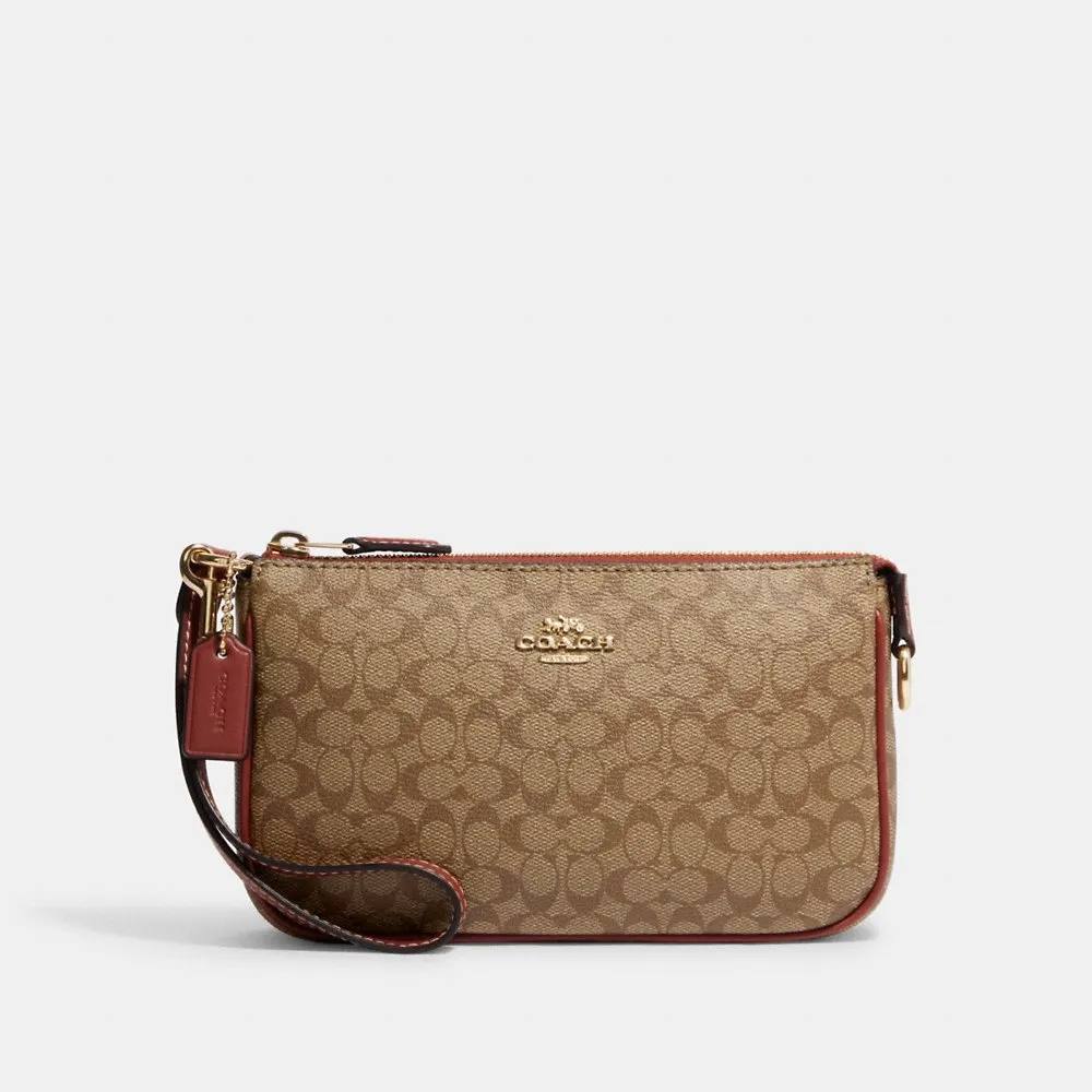 Coach Nolita 19 In Colorblock Signature Canvas in Khaki/Terracotta - Amory