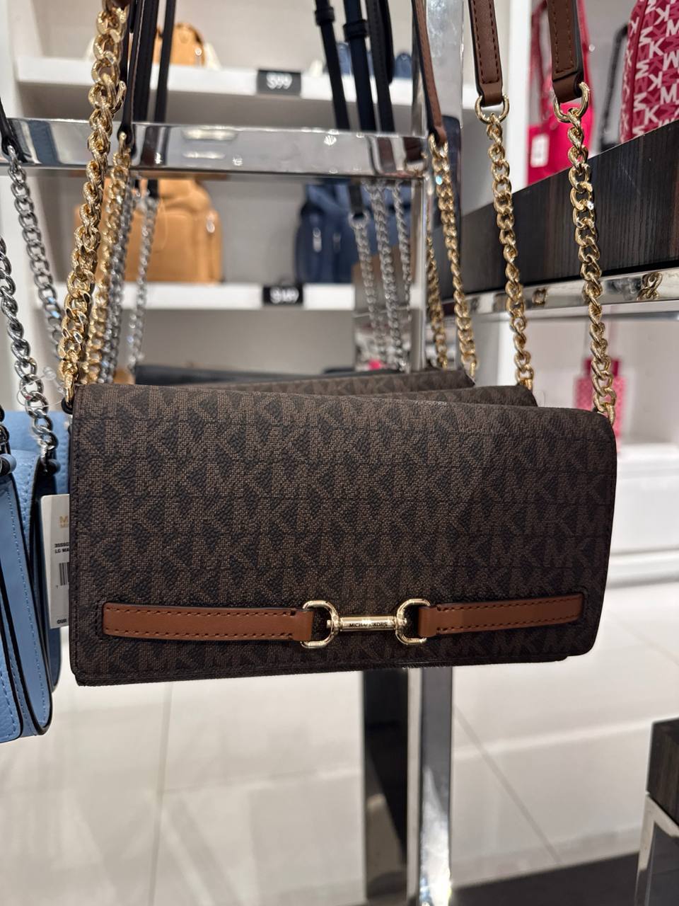(Pre Order) Michael Kors carson wallet on chain crossbody in signature ...