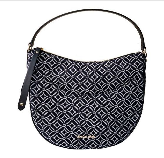 Michael Kors Dover Large Half Moon Shoulder In Signature Black - Amory